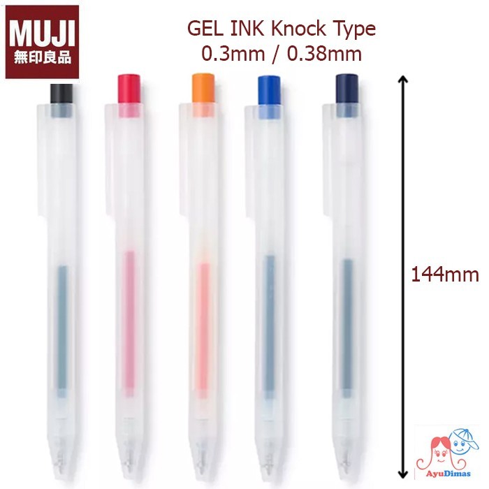 Jual Muji 0.3 / 0.38mm Smooth Gel Ink BallPoint color Pen Knock Type ...