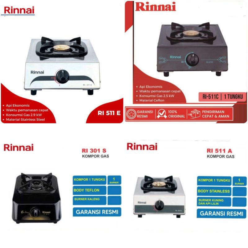 Jual RINNAI KOMPOR GAS 1 TUNGKU RI 511E 511C 301S 511A 511SS 201S ...