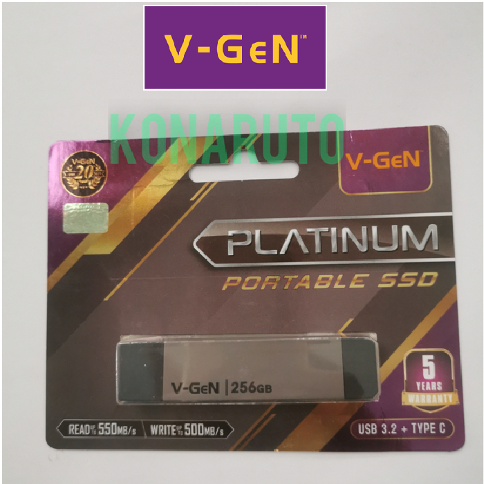 Jual V-GeN SSD Portable Platinum 256GB SSD External USB 3.2 Type-C VGEN ...