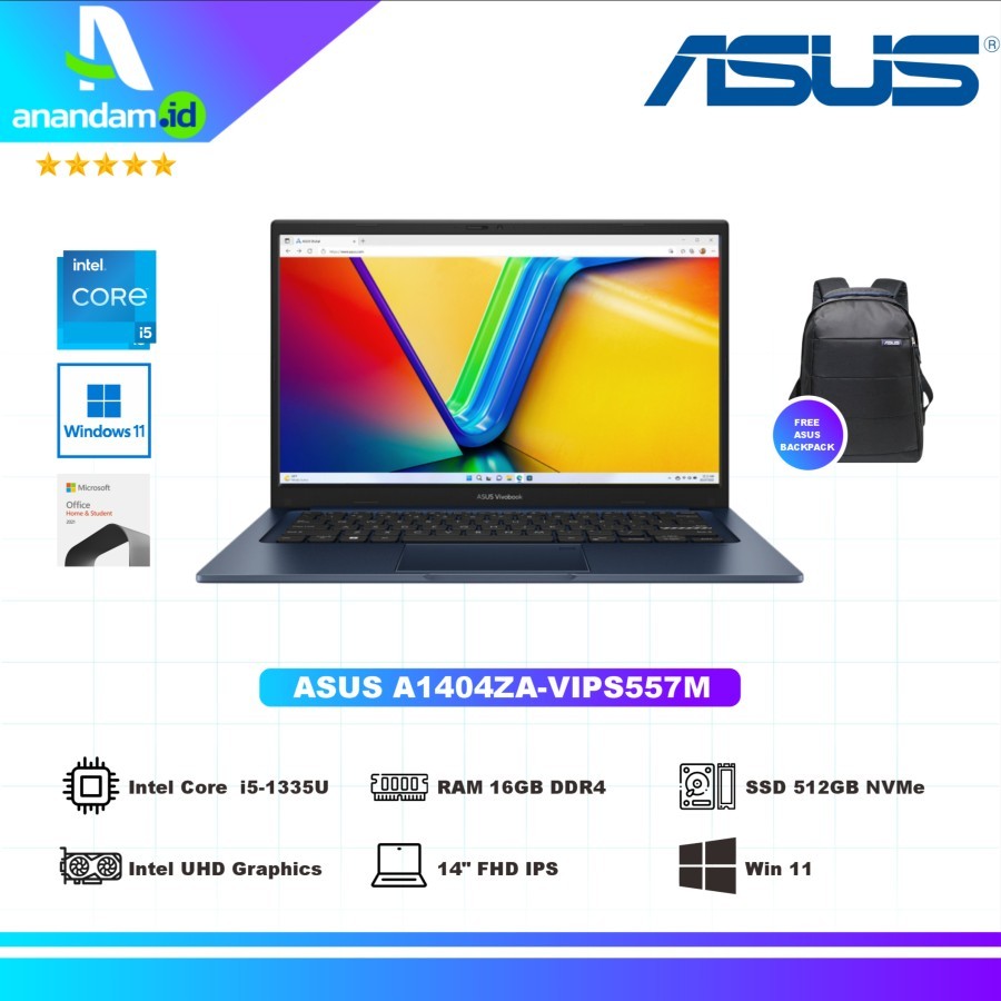 Jual ASUS Vivobook 14 A1404ZA-VIPS557M - Quiet Blue [Intel Core i5 ...