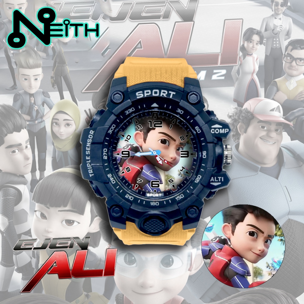 Jual Jam Tangan Sport Anak Terbaru Ejen Ali Strap Ruber Sporty Anti Air ...