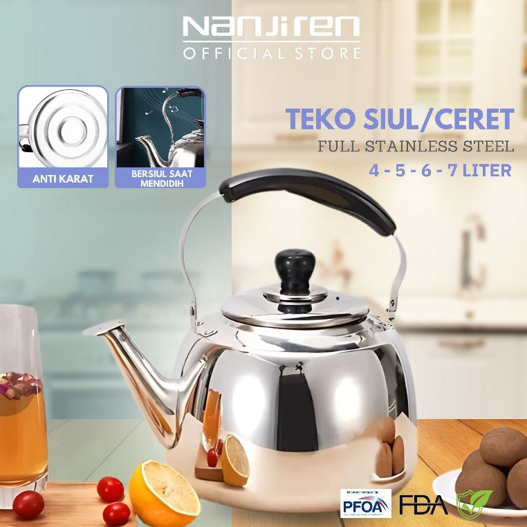 Jual Nanjiren Teko Masak Air Siul bunyi Ceret Ketle Stainless Steel Anti Karat Cepat Panas 4L/5L ...