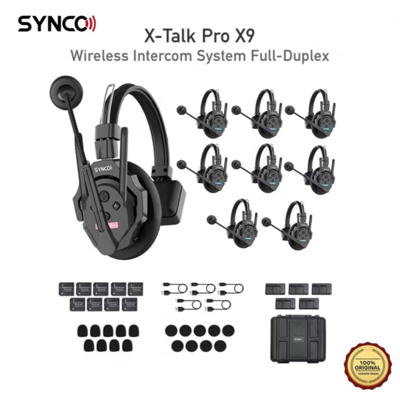 Jual Synco X-Talk Pro X9 Wireless Intercom Headset Full-Duplex With 9 ...