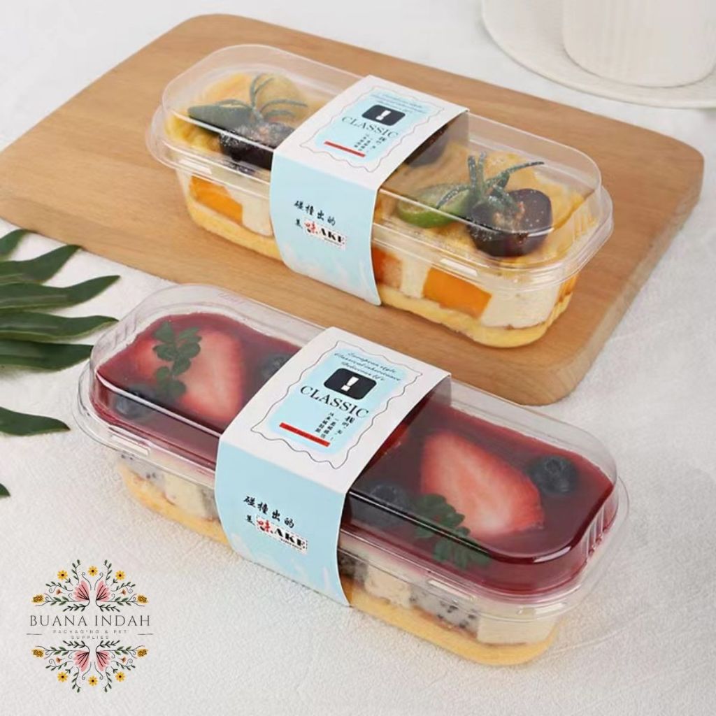 Jual Mika box dessert lonjong 14.5x5x4.8 cm Tempat kue box dessert bisa ...