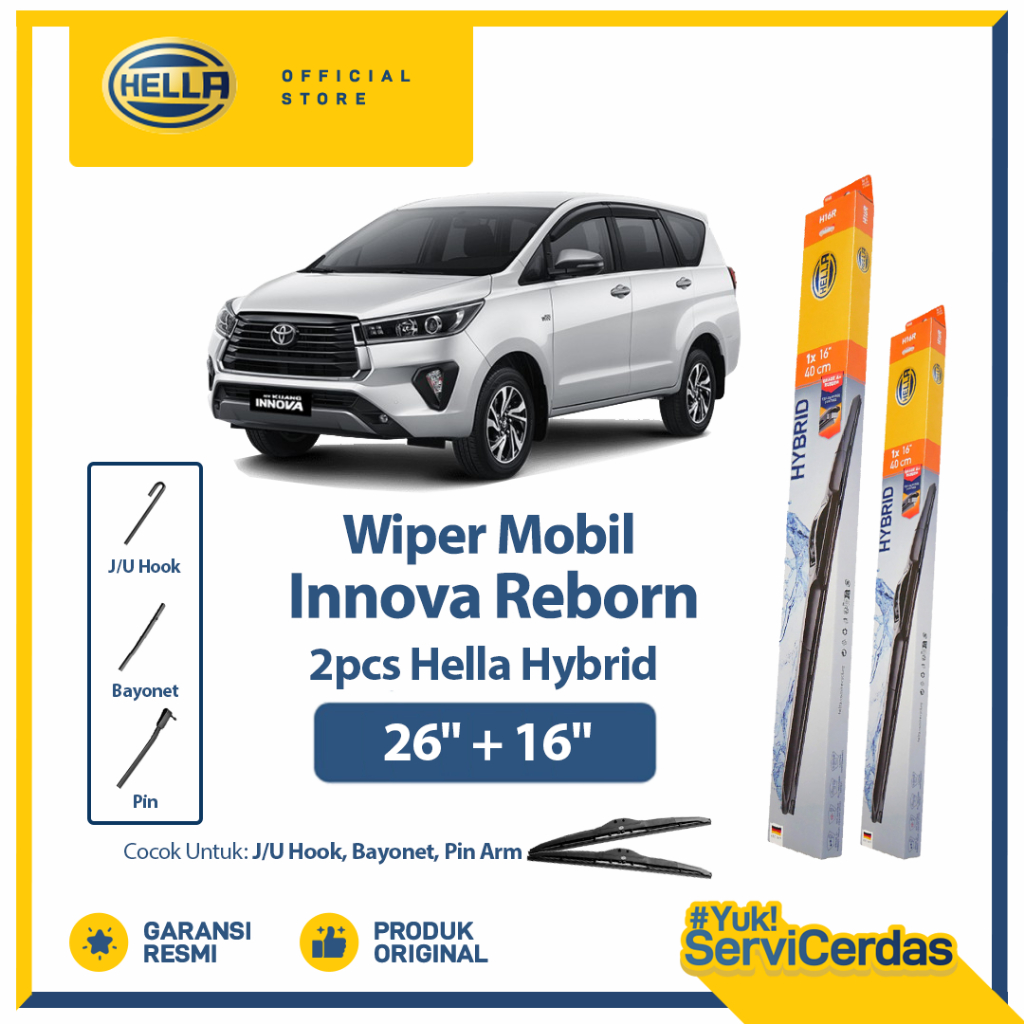 Jual Wiper Mobil TOYOTA Innova Reborn 26” + 16” (2pcs) - HELLA Hybrid ...