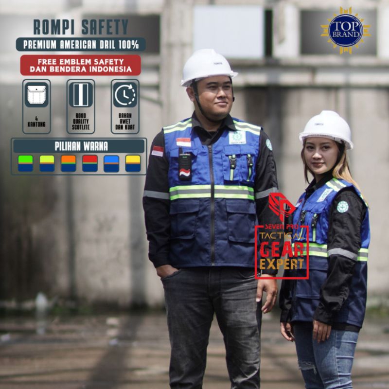 Jual ROMPI SAFETY VEST/ROMPI PROYEK/ROMPI SAFETY/BAHAN DRILL WARNA BIRU ...