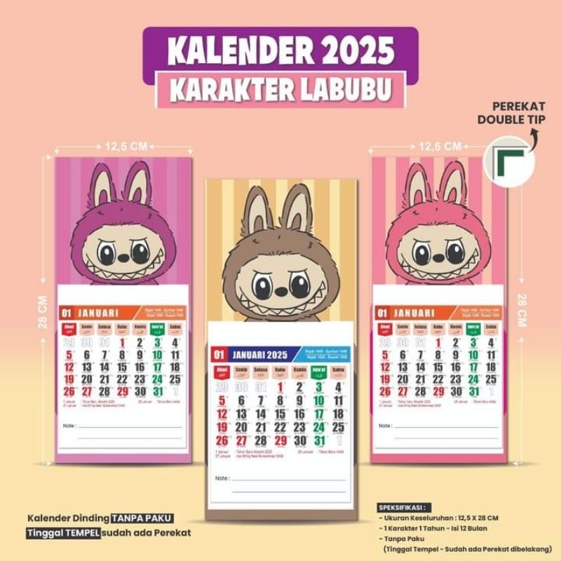 Jual Kalender Labubu tempel dinding tanpa paku | Shopee Indonesia
