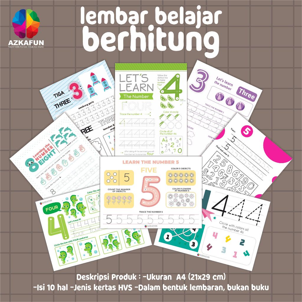 Jual Lembar Belajar Berhitung - Worksheet Anak - lembar aktifitas anak ...