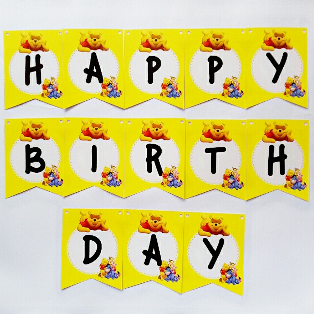 Jual garland flag bunting flag banner flag ulang tahun tema Winnie The ...