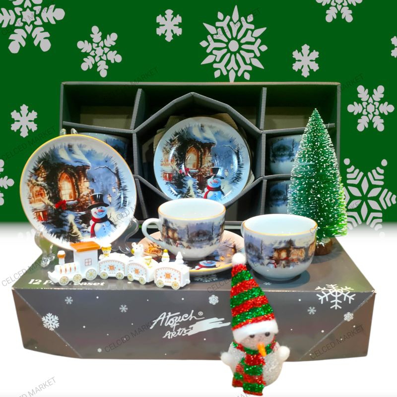 Jual TEA SET NATAL CANGKIR PIRING ISI 12 PCS | HAMPERS TEASET MERRY ...