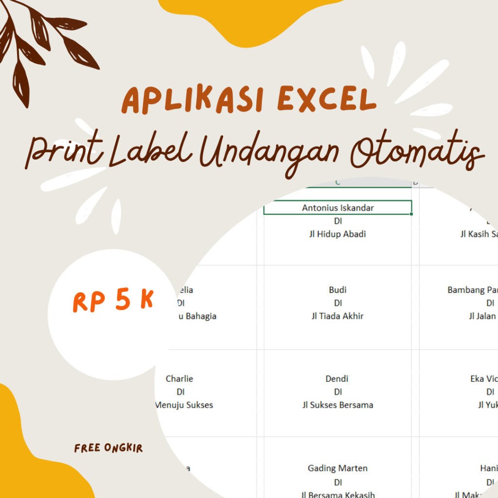 Jual Aplikasi Excel Untuk Print Label Undangan Otomatis | Shopee Indonesia