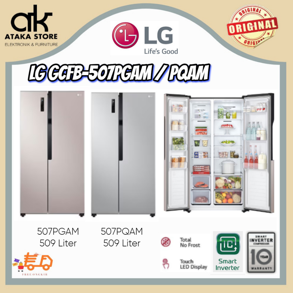 Jual KULKAS LG 2 PINTU Set By Side 2 Pintu GCFB507 PQAM / PGAM Smart ...