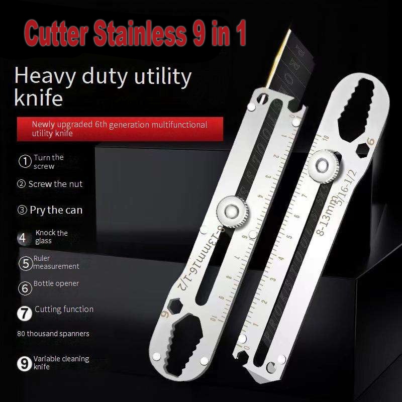 Jual KENZ Pisau Cutter 9 in 1 Stainless 15mm Multifungsi Cutter Pembuka ...