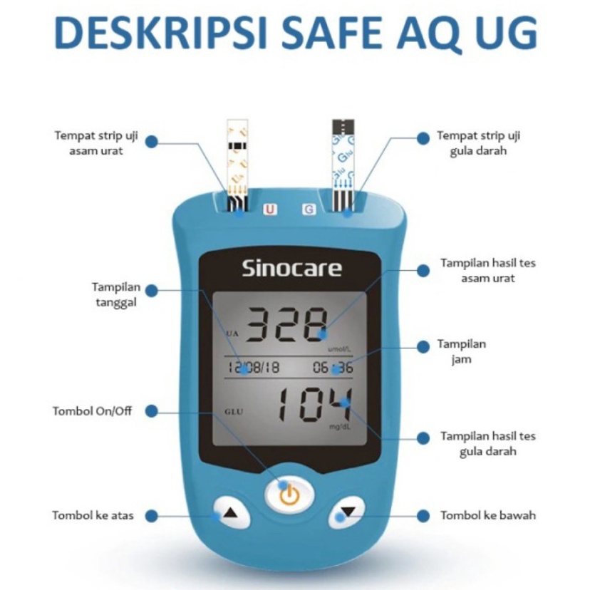Jual Obral Terbaik Alat Cek Gula Darah Dan Asam urat Sinocare Safe AQ ...