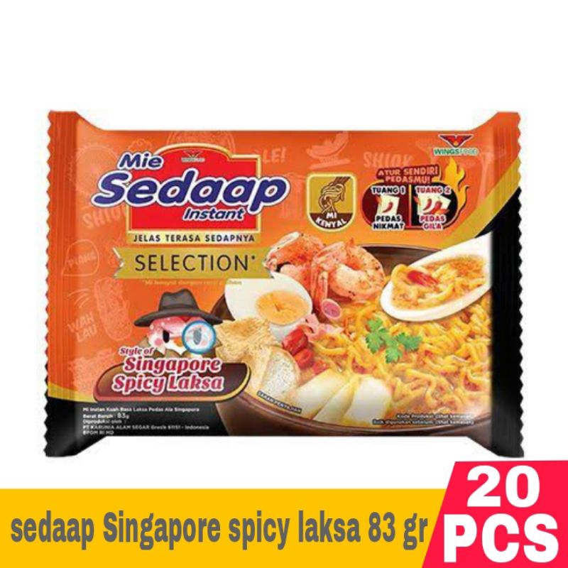 Jual Sedaap Mie Instant Singapore Spicy Laksa 83 gr isi 20 Pcs | Shopee ...