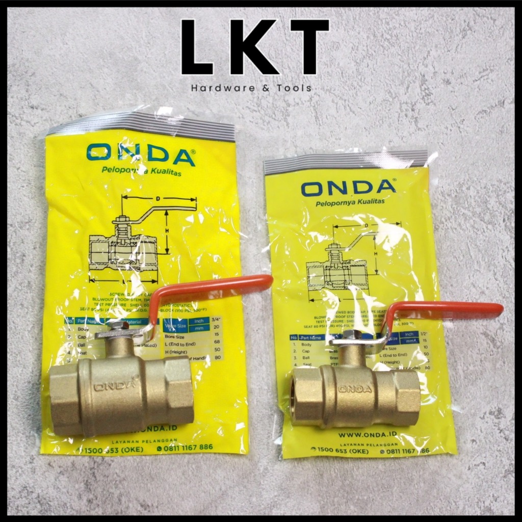 Jual ONDA Ball Valve Stop Kran Kuningan Tebal Asli 1/2 - 3/4 Inch | Shopee Indonesia