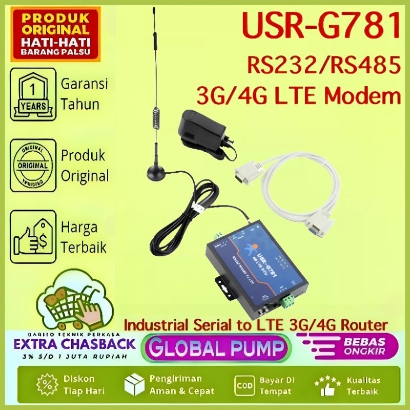 Jual Modem USR-G781 Industrial Converter RS232 RS485 to LTE 3G 4G Router Modem USR G-781 ...
