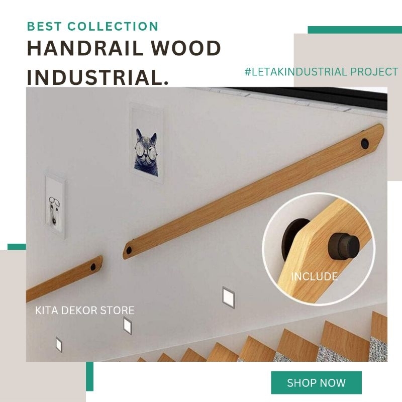 Jual Handrail Kayu Natural / Banister Tangga Kayu / Railing Tangga Kayu ...