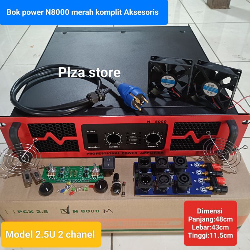 Jual Bok power amplifier N8000 Merah 2.5U 2chanel lengkap aksesoris Box power amplifier N8000 ...