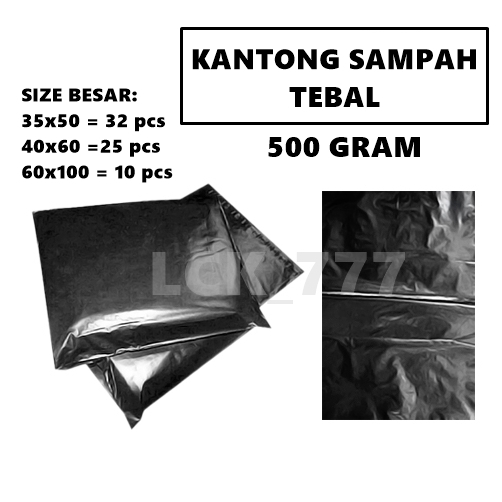 Jual (500 gram) Kantong Plastik Sampah Tebal 35x50 40X60 60x100 cm ...