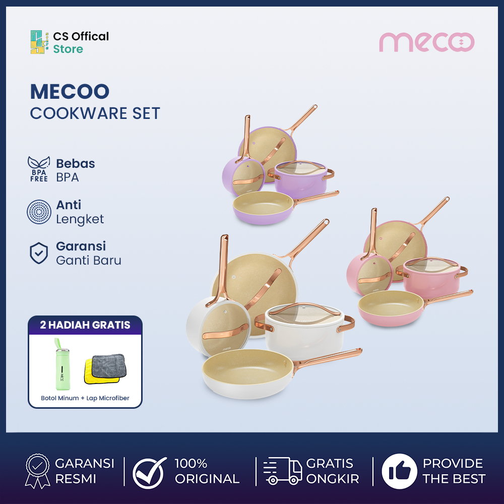 Jual MECOO Most Aesthetic Premium Non-stick Cookware 7 PCS Granit Anti ...
