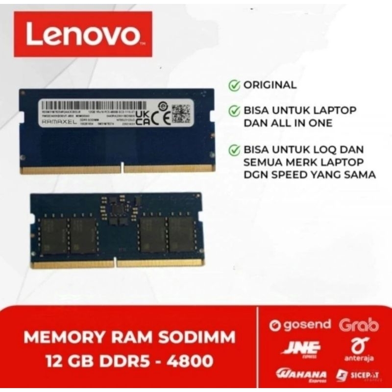 Jual Memory Ram 12GB DDR5 4800 (Cabutan Lenovo Gaming LOQ dan Support ...