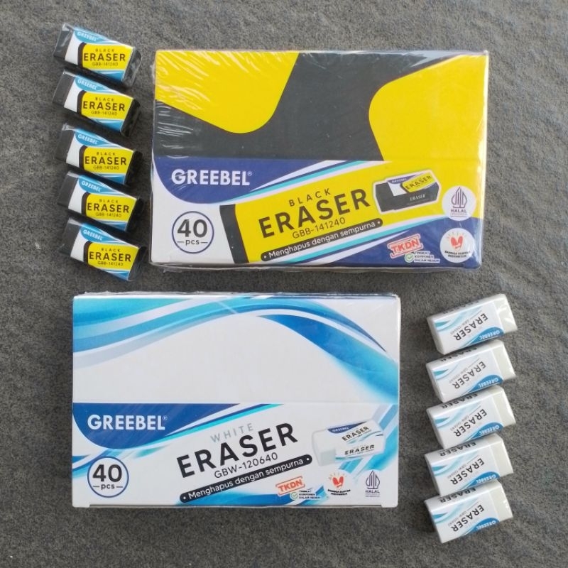 Jual Penghapus Stip Eraser Greebel Kecil Hitam & Putih ( Pak 40 Pcs ...