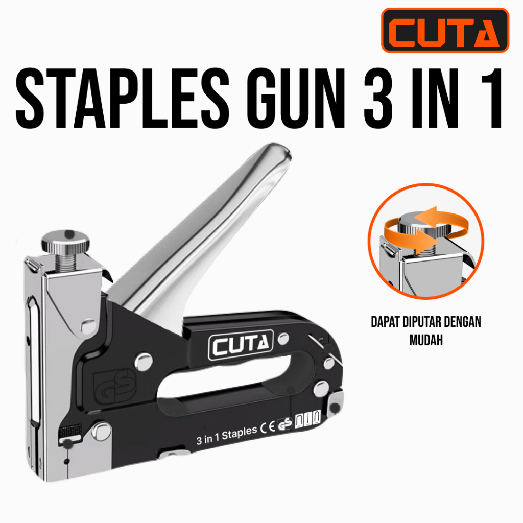 Jual CUTA Staples Gun 3 in 1 Chromium Staples Tembak Hekter Tembak Gun ...