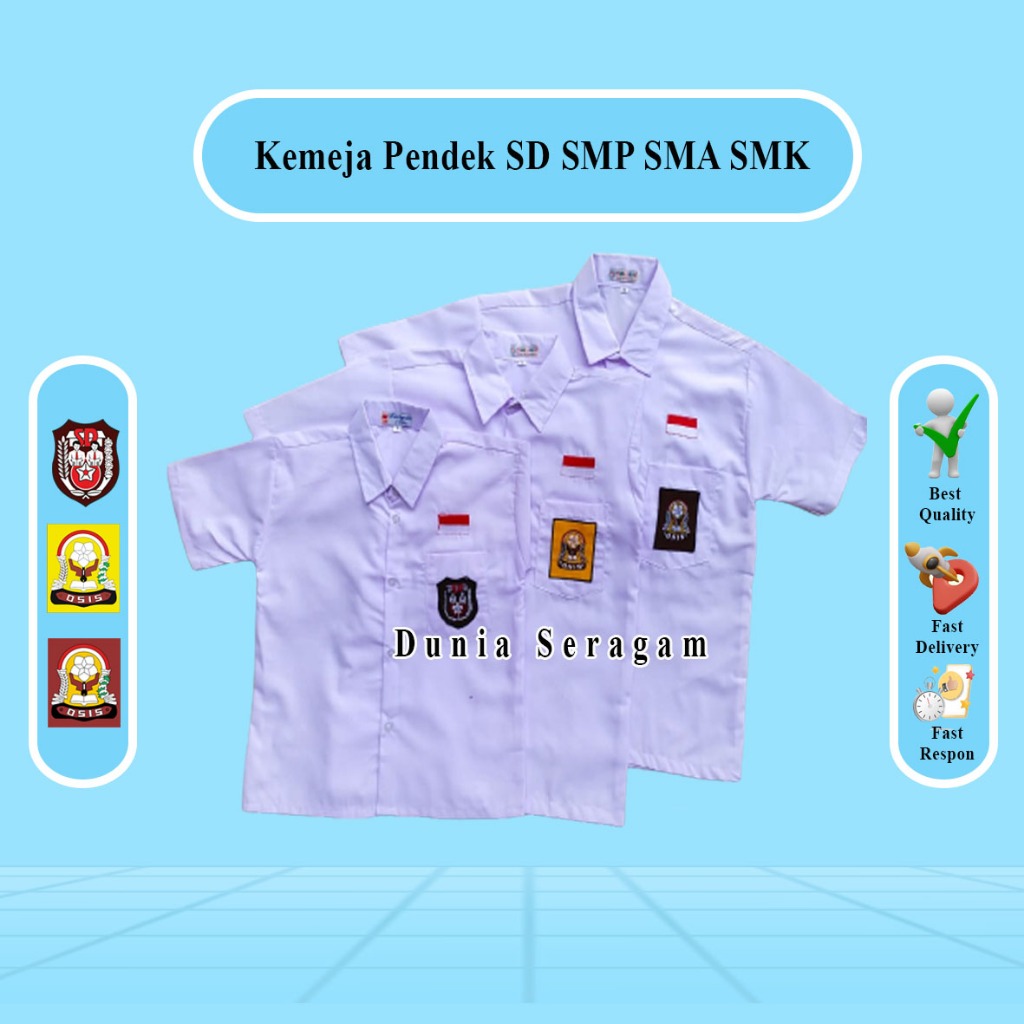 Jual Promo Baju Pakaian Hem Atasan Seragam Sragam Merah Putih Lengan ...
