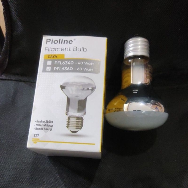 Jual FILAMENT BULB 60WATT PIOLINE CAHAYA KUNING BAHAN KACA FITTING e27 ...
