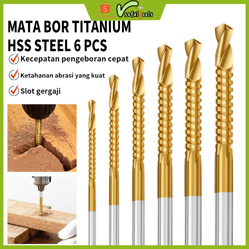 Jual Usefultools Mata Bor HSS Steel Drill Bit Sawtooth Twist 6 PCS ...
