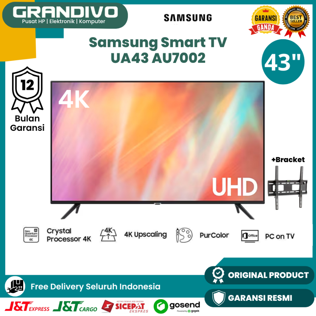 Jual TV Samsung Smart TV 43inch UA43 AU7002 | UA43AU7002K UHD 4K With PurColor HDR Smooth Motion ...