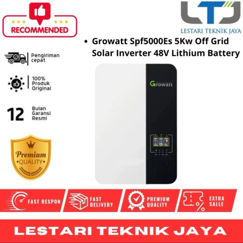 Jual Growatt Spf5000Es 5Kw Off Grid Solar Inverter 48V Lithium Battery ...