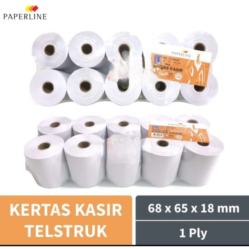 Jual Paperline Kertas Kasir / Telstruk / Paper Roll TS 68 x 65 x 18mm ...