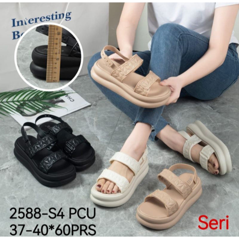 Jual Sandal Karet Jelly Import Ban Dua Tali RajutTali Sol Bulat Tinggi ...