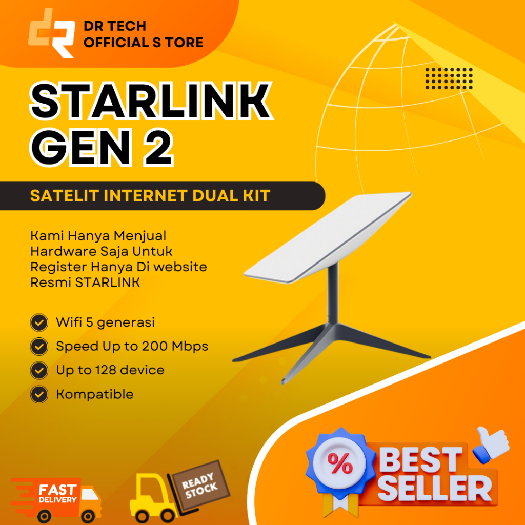 Jual STARLINK Standard Internet Kit Satellite Antenna & WiFi Router Kit ...