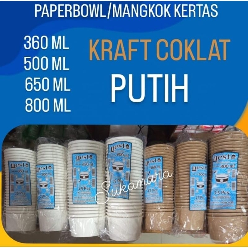 Jual PAPER BOWL / RICE BOWL / MANGKOK KERTAS ISI 25pcs Sekali Pakai ...