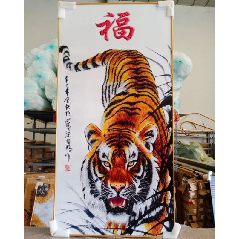 Jual lukisan Porcelain Diamond 5d gambar macan/lukisan harimau | Shopee ...