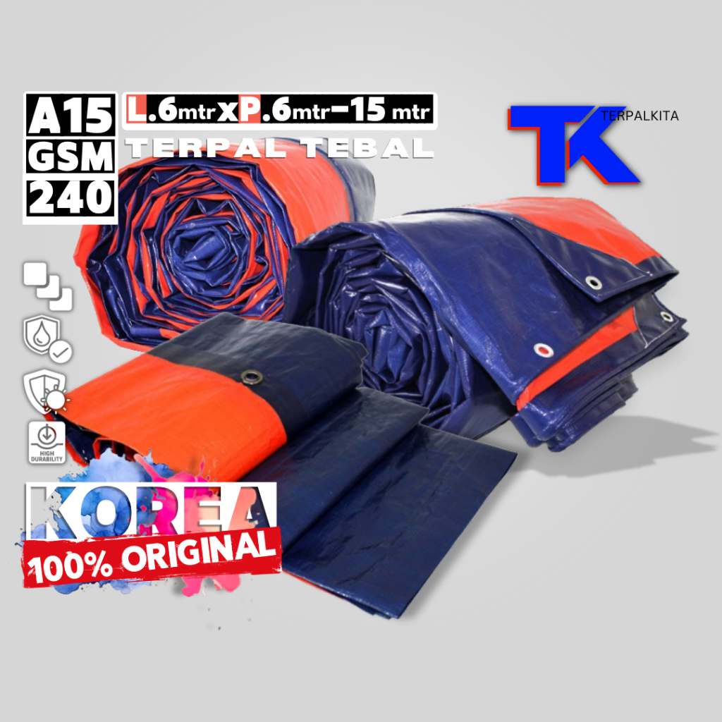 Jual Terpal Plastik Tebal Biru A15 Korea Ukuran Jadi 6x8 6x6 6x7 Tahan ...