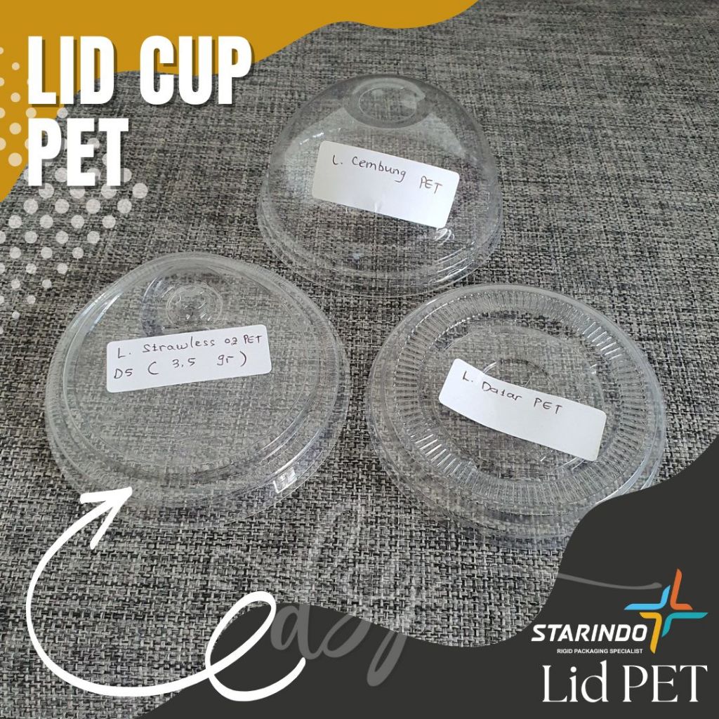Jual Lid Cup PET Flat Dome Strawless Merk Starindo | Shopee Indonesia