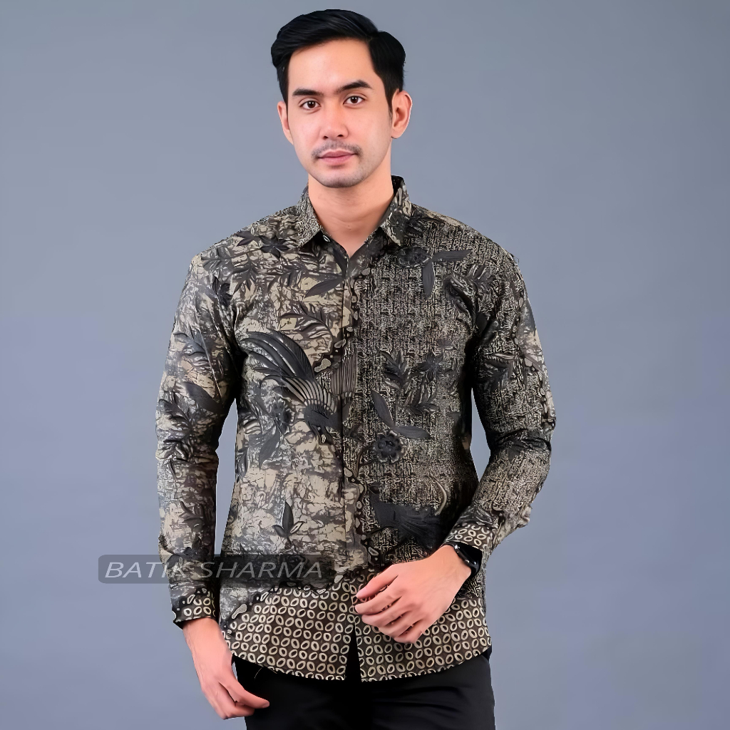 Jual Kemeja Batik Pria Lengan Panjang Regan Formal Slim Fit Casual Baju ...