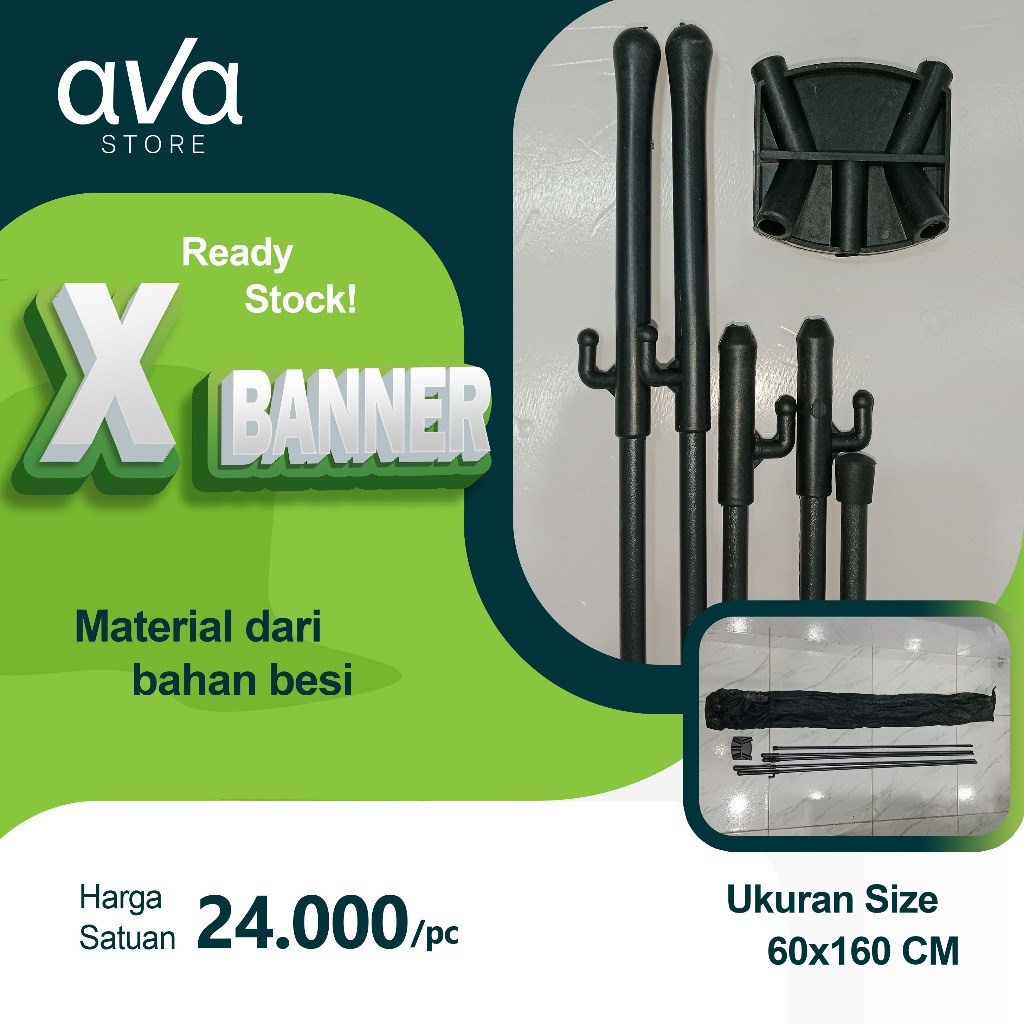 Jual X BANNER BAHAN BESI 60x160 / Stand X Banner Promosi Standing Tiang ...
