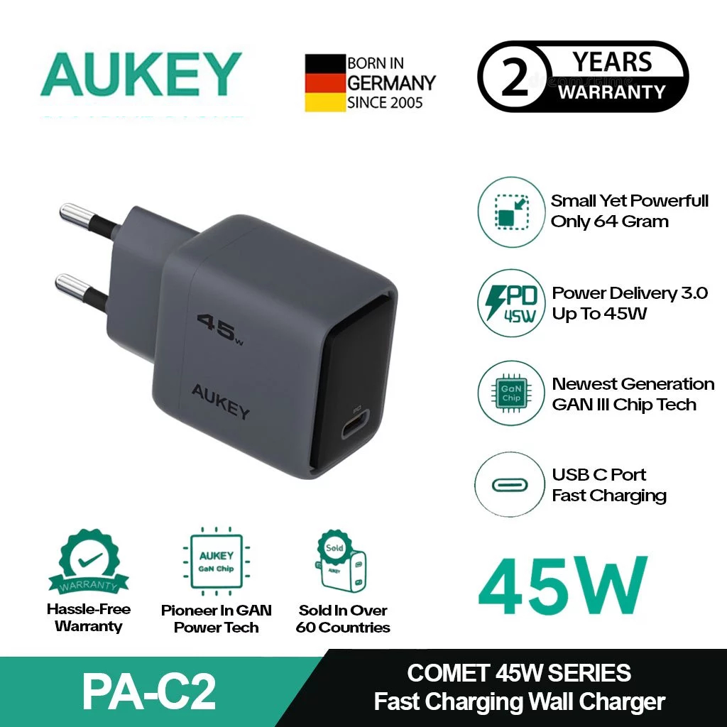 Jual AUKEY Charger Type C 45W GAN III PD 3.0 PPS Super Fast Charging ...