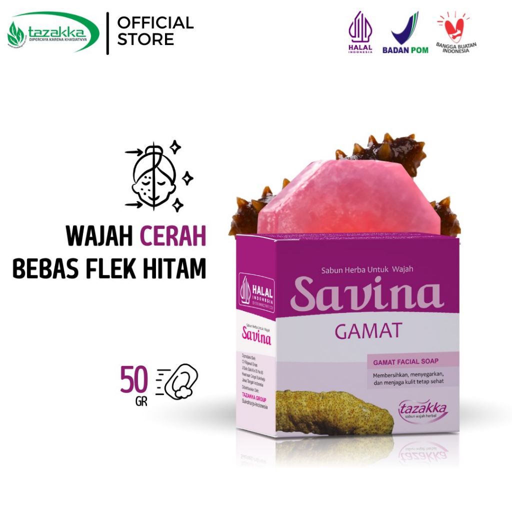 Jual TAZAKKA Savina Gamat Sabun Cuci Muka Batangan Penghilang Flek ...