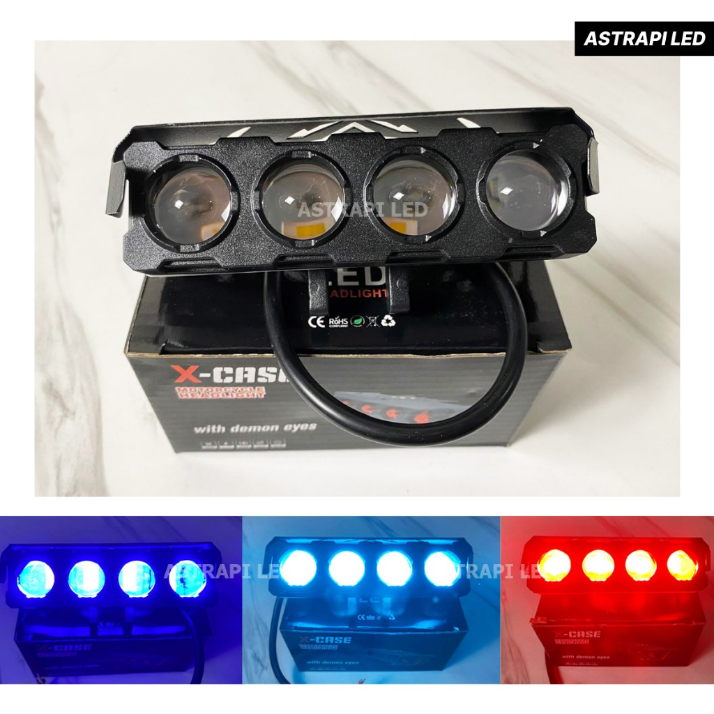 Jual Lampu Tembak Led Laser Mobil Motor D2 D3 3 Mata 4 Lensa Jauh Dekat ...