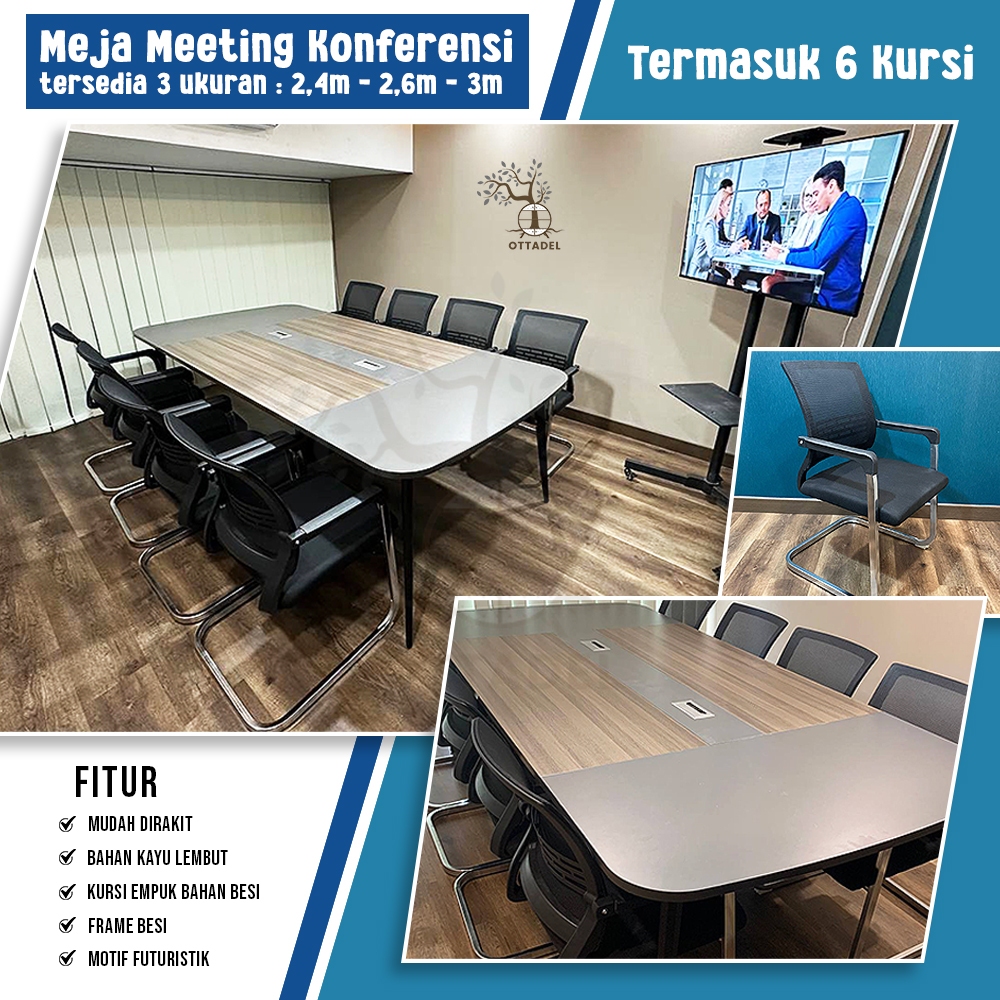 Jual Ottadel Meja Meeting Konferensi Minimalis / Meja Rapat bentuk Oval ...