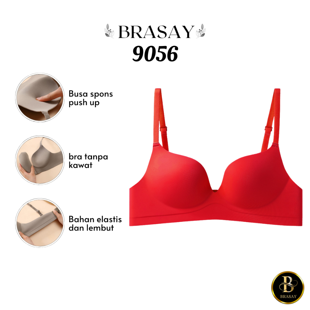Jual Brasay Push Up Bra Wanita Busa Tipis Tanpa Kawat Bra Seamless 9056 ...