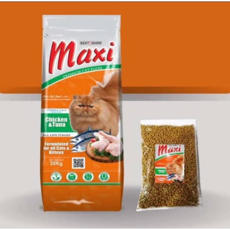 Jual MAXI CAT FOOD TUNA kiiten / Adult makanan kucing repack 1 kg ...