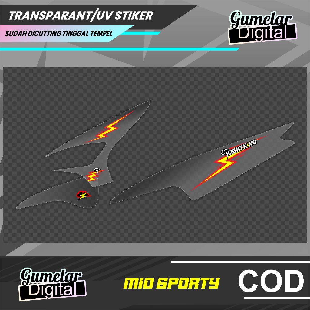 Jual STRIPING TRANSPARAN UV CLEAR SIMPEL YAMAHA MIO SILE LIGHTNING ...