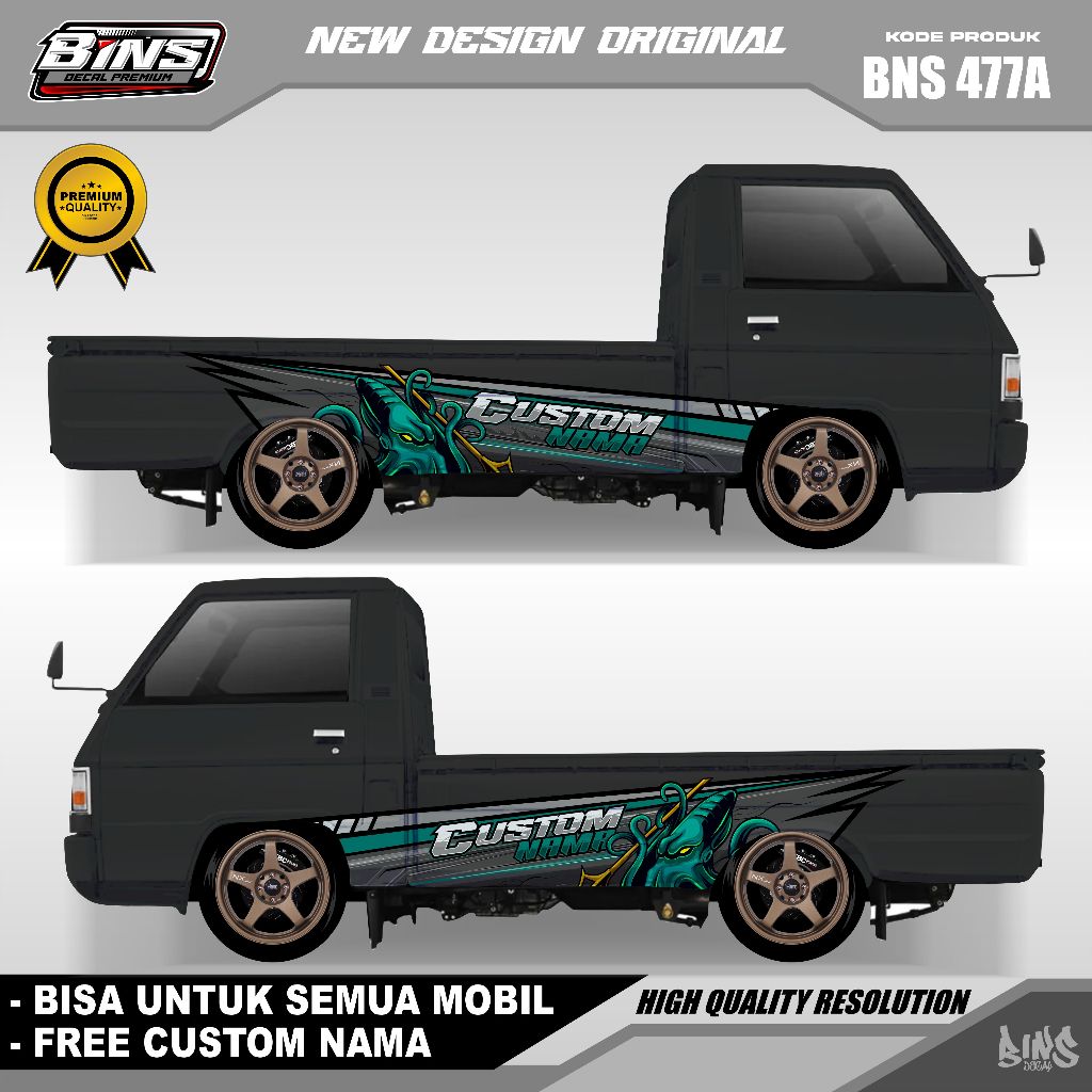 Jual BNS477-DECAL STIKER MOBIL PICKUP GAMBAR CUMI DARAT PEGANG TONGKAT ...